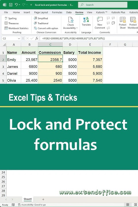Lock Formulas in Excel to Prevent Accidental Changes - YouTube