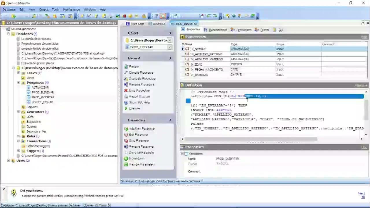 Creación de tablas y procedimientos almacenados utilizando el SGBD FIREBIRD - YouTube
