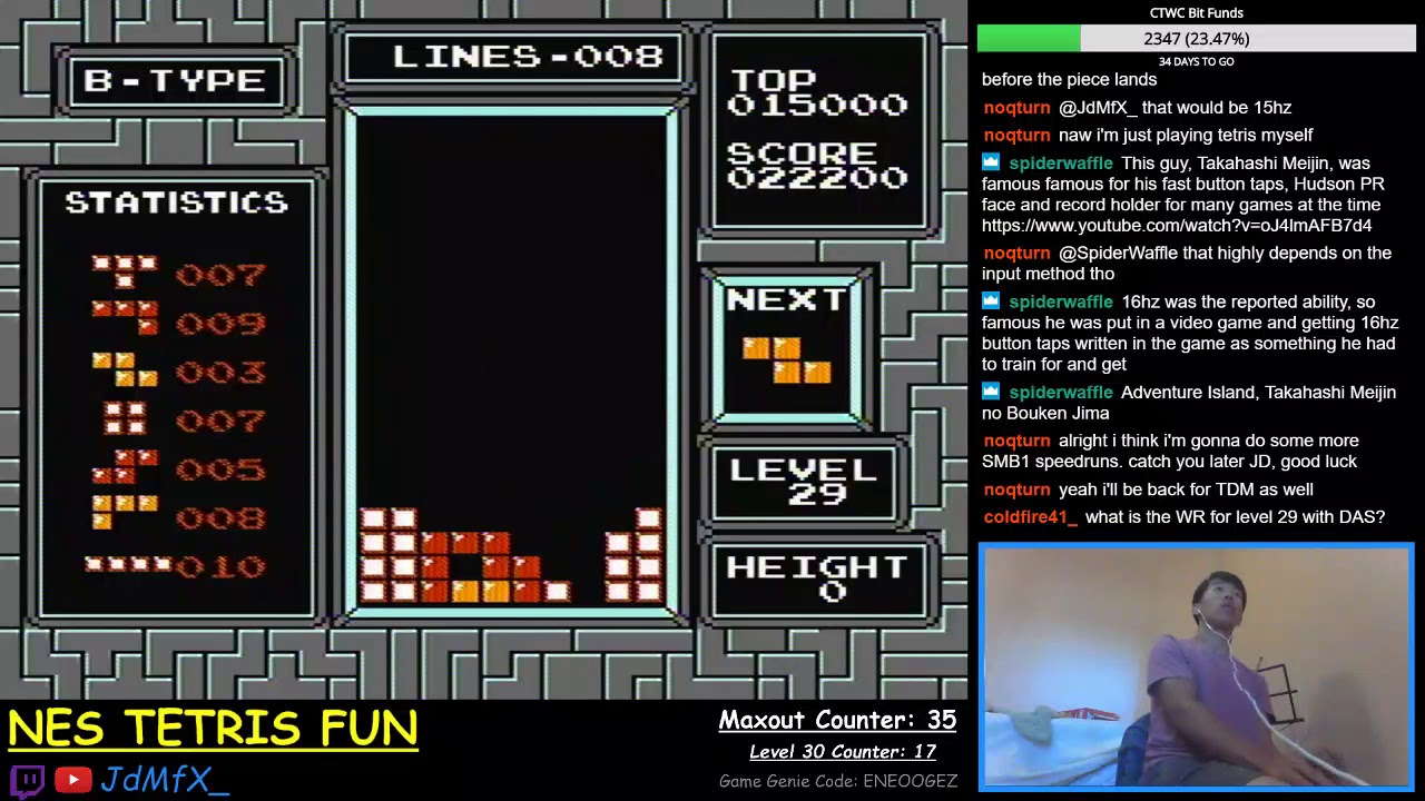 NES TETRIS - B-Type 29-0 Cleared - 9/16/2018 - YouTube