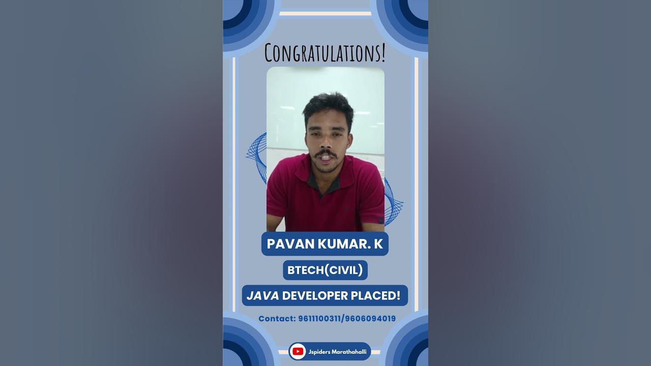 Student Successfully Placed | JAVA Full Stack Development | Jspiders Marathahalli | Pavan Kumar ...