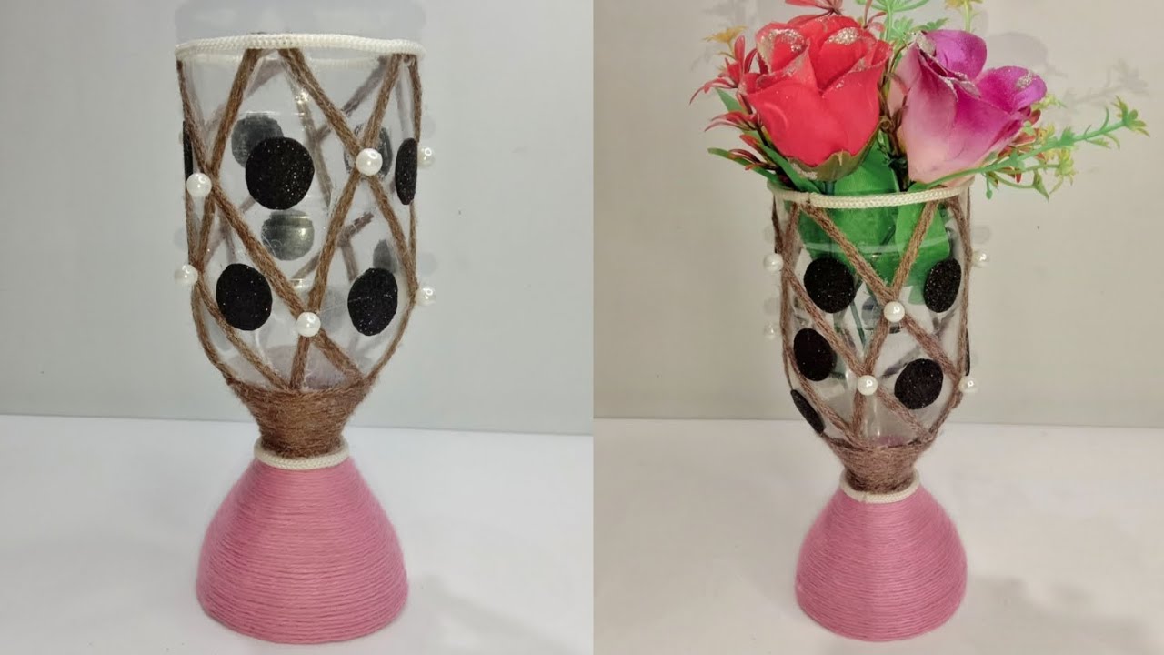 Plastic Bottle Flowers Vase Idea || DIY bottle Craft. - YouTube