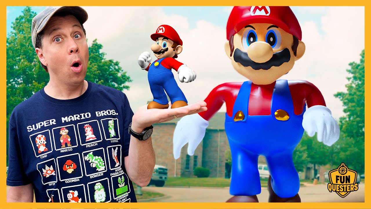 Super Mario Movie Giant Mario Battles LB & Aaron the FunQuesters! - YouTube