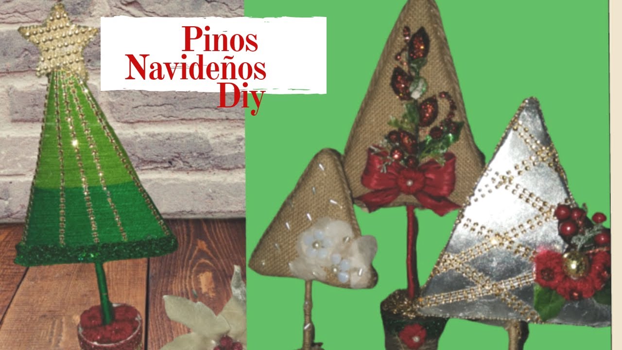 Diy pinos navideños de cartón.christmas pine trees - YouTube