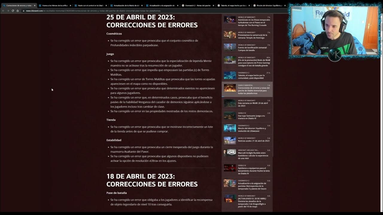 Diablo Immortal - CORRECCIONES DE ERRORES Y NOTAS DEL PARCHE DE 25 DE ABRIL DE 2023 - YouTube