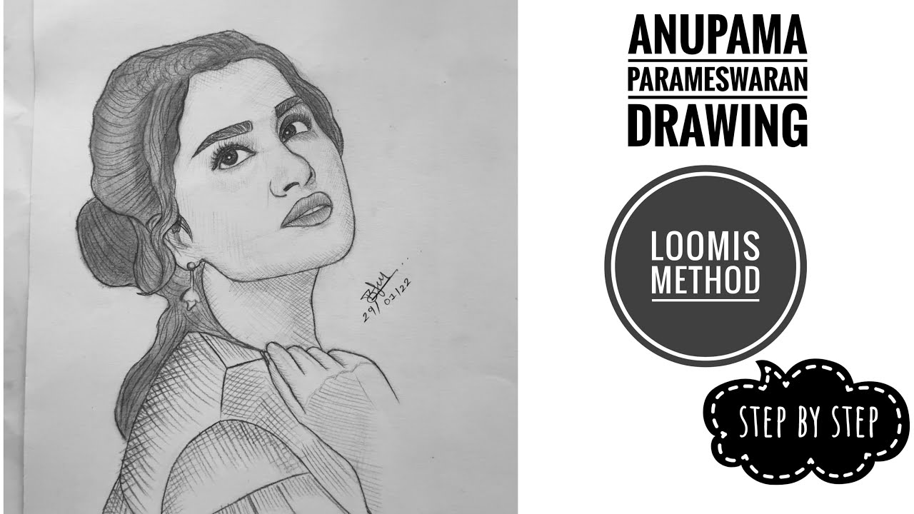 How to draw Anupama Parameswaran | Loomis Method step by step - YouTube