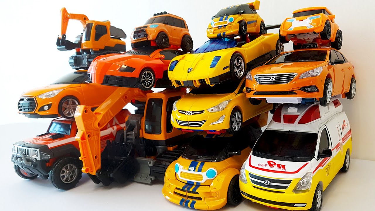 헬로카봇 또봇 구급차 포크레인 택시 스포츠카 장난감자동차 변신놀이 Carbot Tobot car toys ...