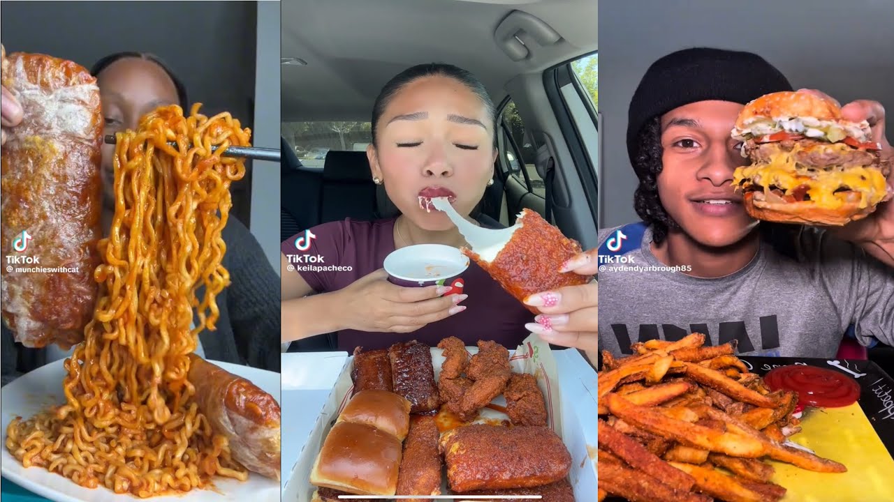 Tiktok mukbang compilation🍽️| buldak , chipotle, seafood, and more ...