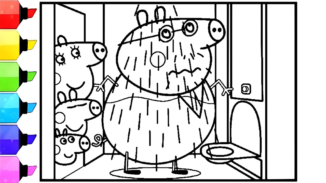 Daddy Pig is taking a bath Drawing Easy Step by Step | How to Draw ...