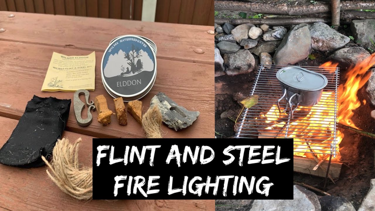 How to light a fire with Flint and steal bushcraft - YouTube