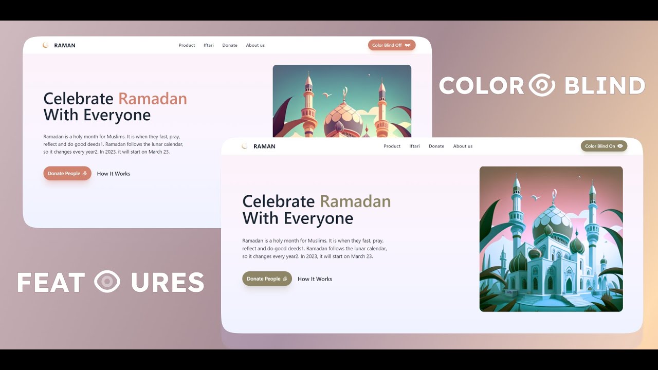 Ramadan Karim Website with Next js & Tailwind CSS Color Blind Features|| Rownok Mahbub - YouTube