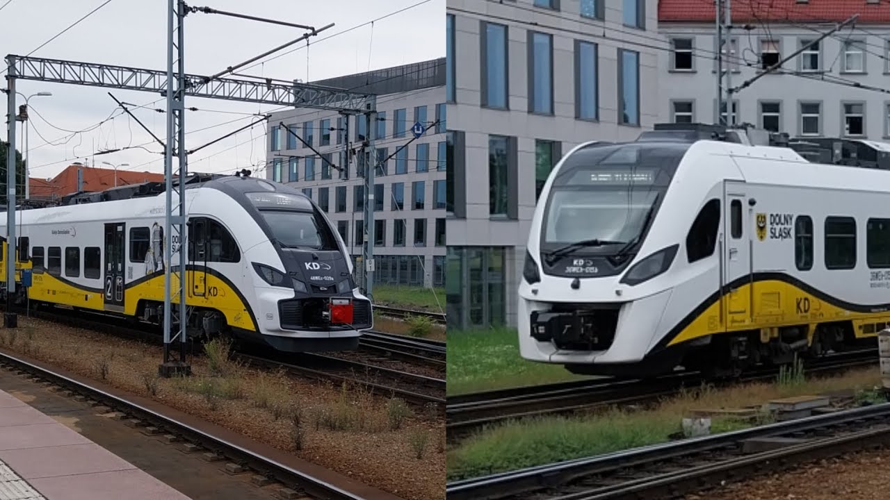 odjazd 48WE-029 oraz 36WEh-015 Kolei Dolnośląskich na stacji Wrocław ...