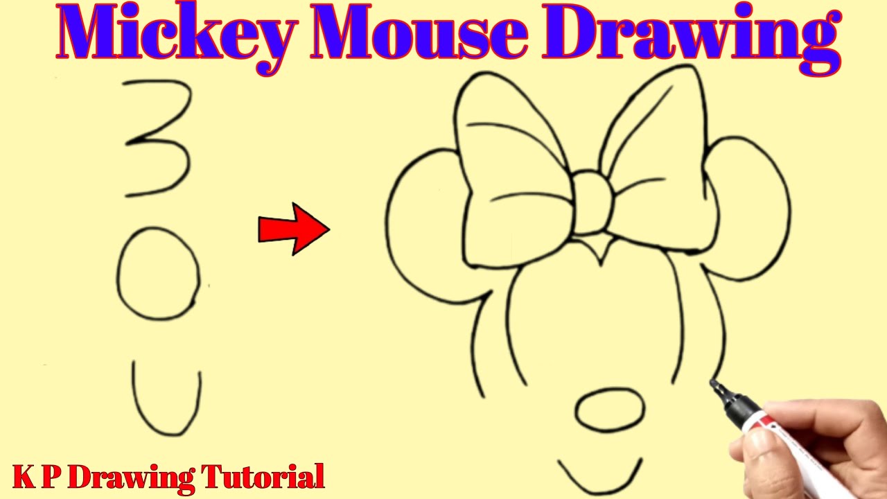 How to draw Mickey Mouse easy | How to draw Mickey Mouse | Easy Mickey ...