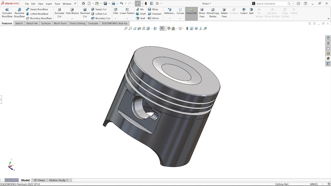 How To Design Splendor Bike Piston in Solid works #solidworks #splendor ...