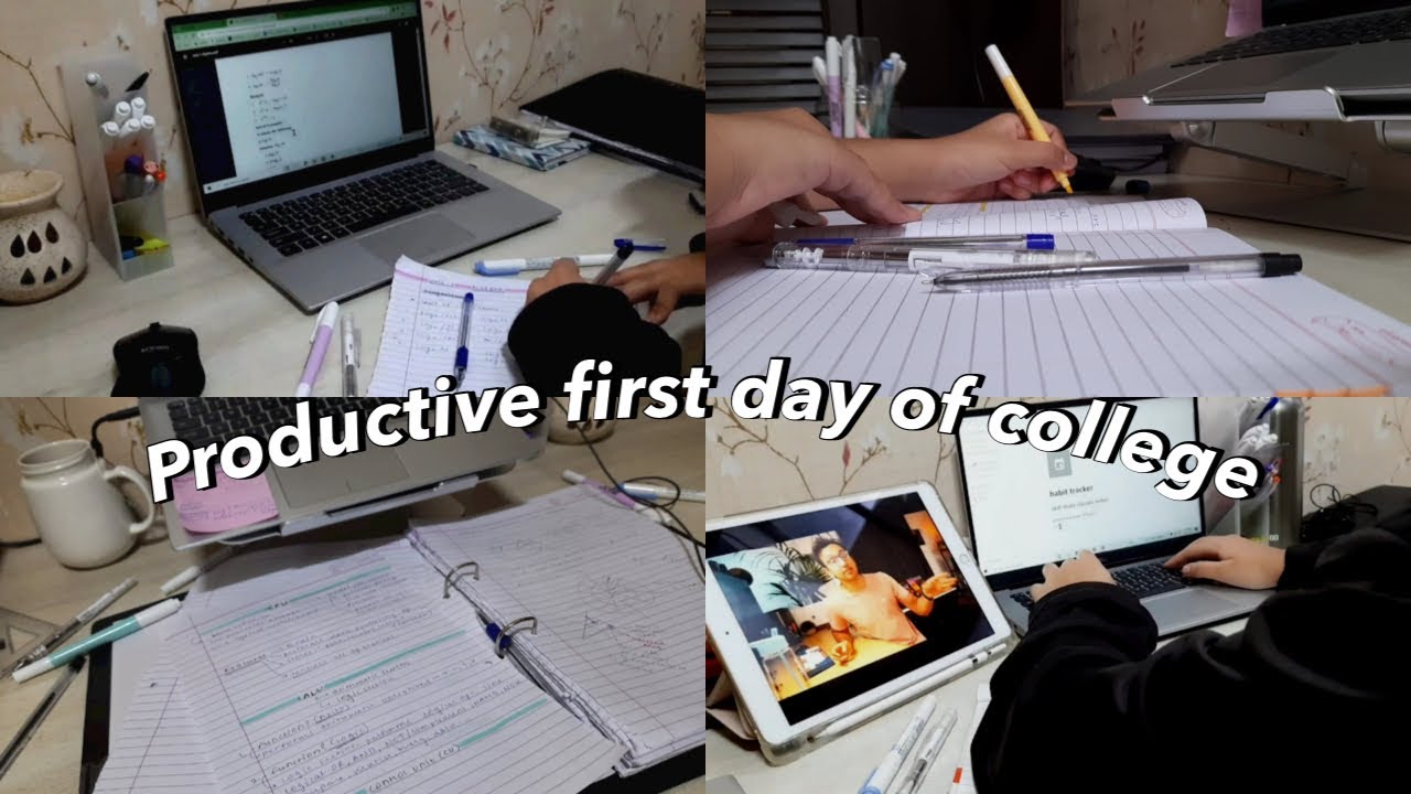STUDY VLOG | productive first day of college | 7am routine, workouts ...