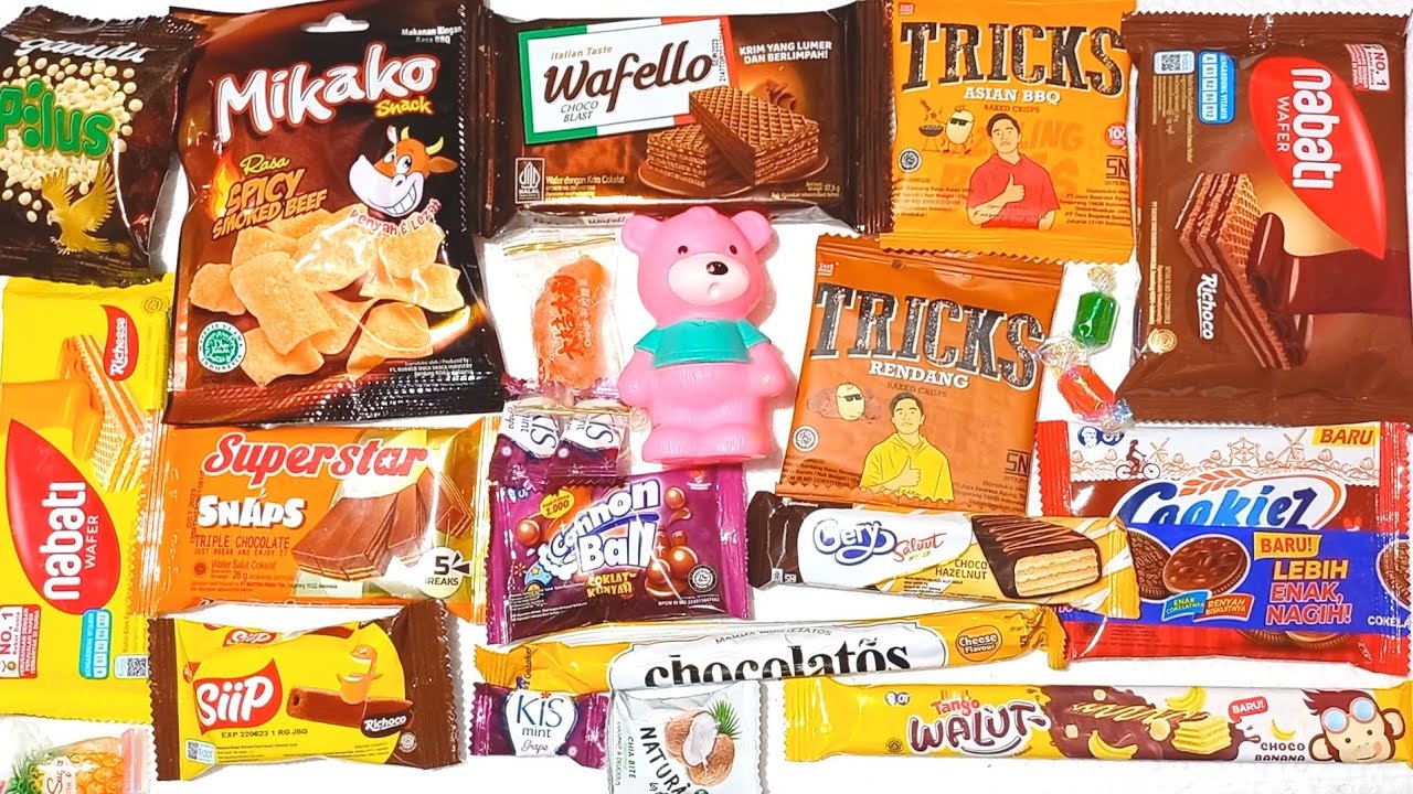 Yummy snacks rainbow, nabati, wafers, candy, tricks, cannon ball, kis ...