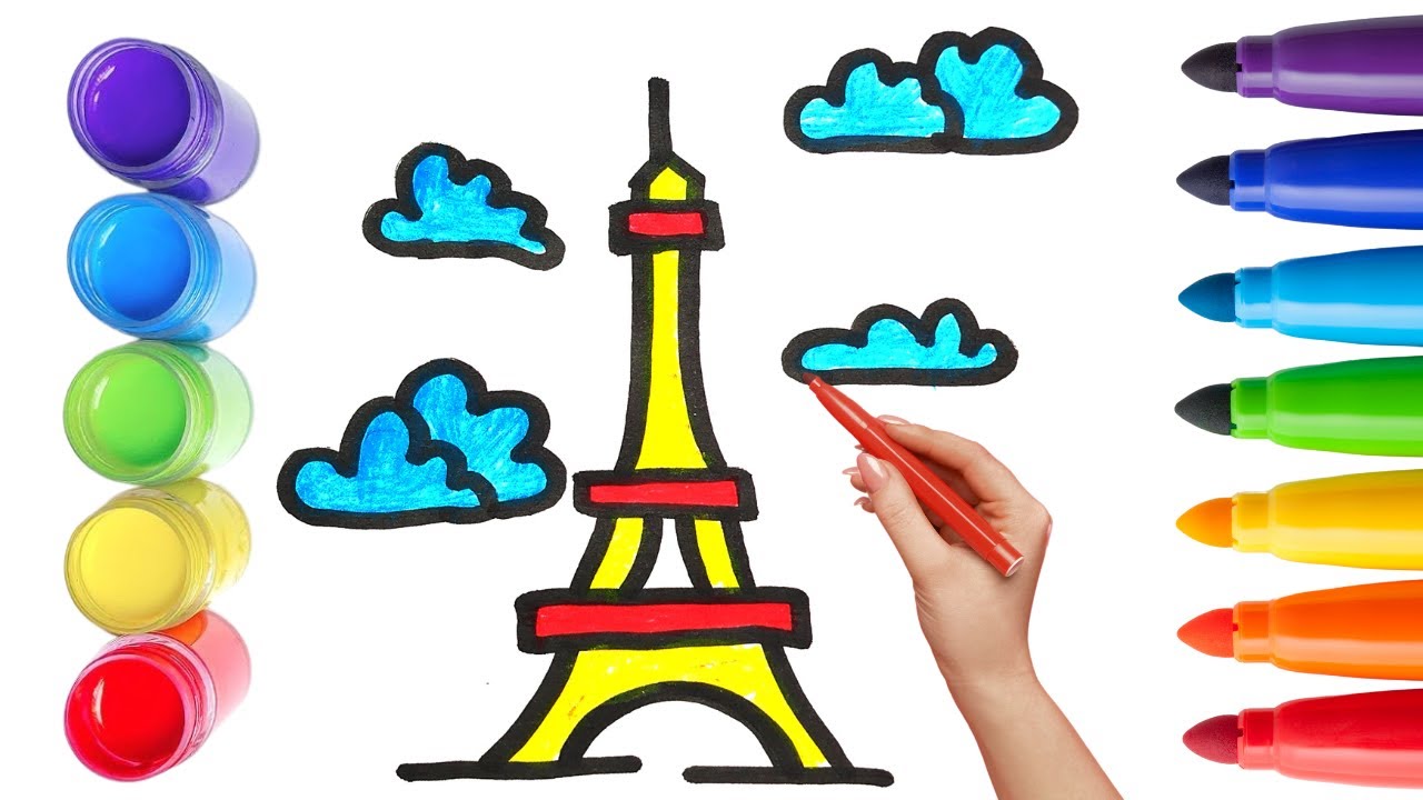 How To Draw cute SKY tower Drawing, Painting & Coloring For Kids and ...