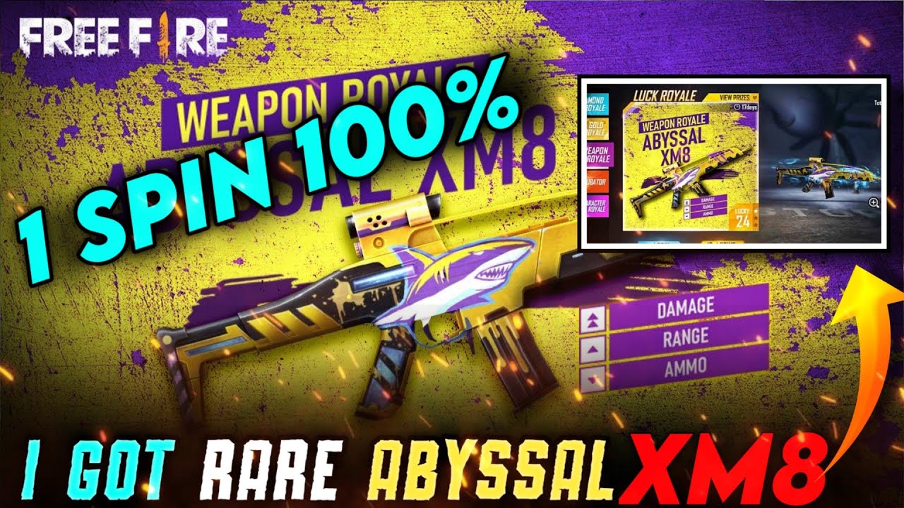Xm8😱gun skin in free 🔥 fire// in 3 spin //😈for royal 😱krek gamer - YouTube