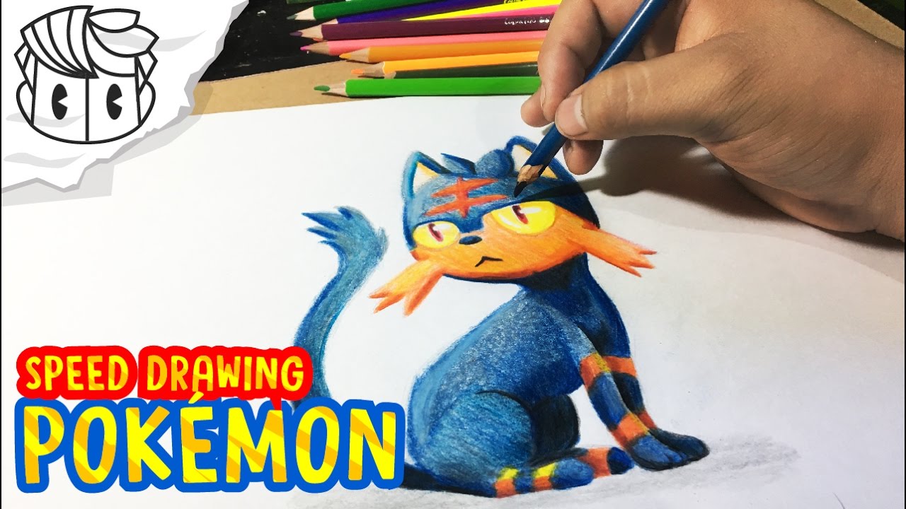 Speed Drawing - Litten Pokemon Sun and Moon ( Sol y Luna ) - YouTube