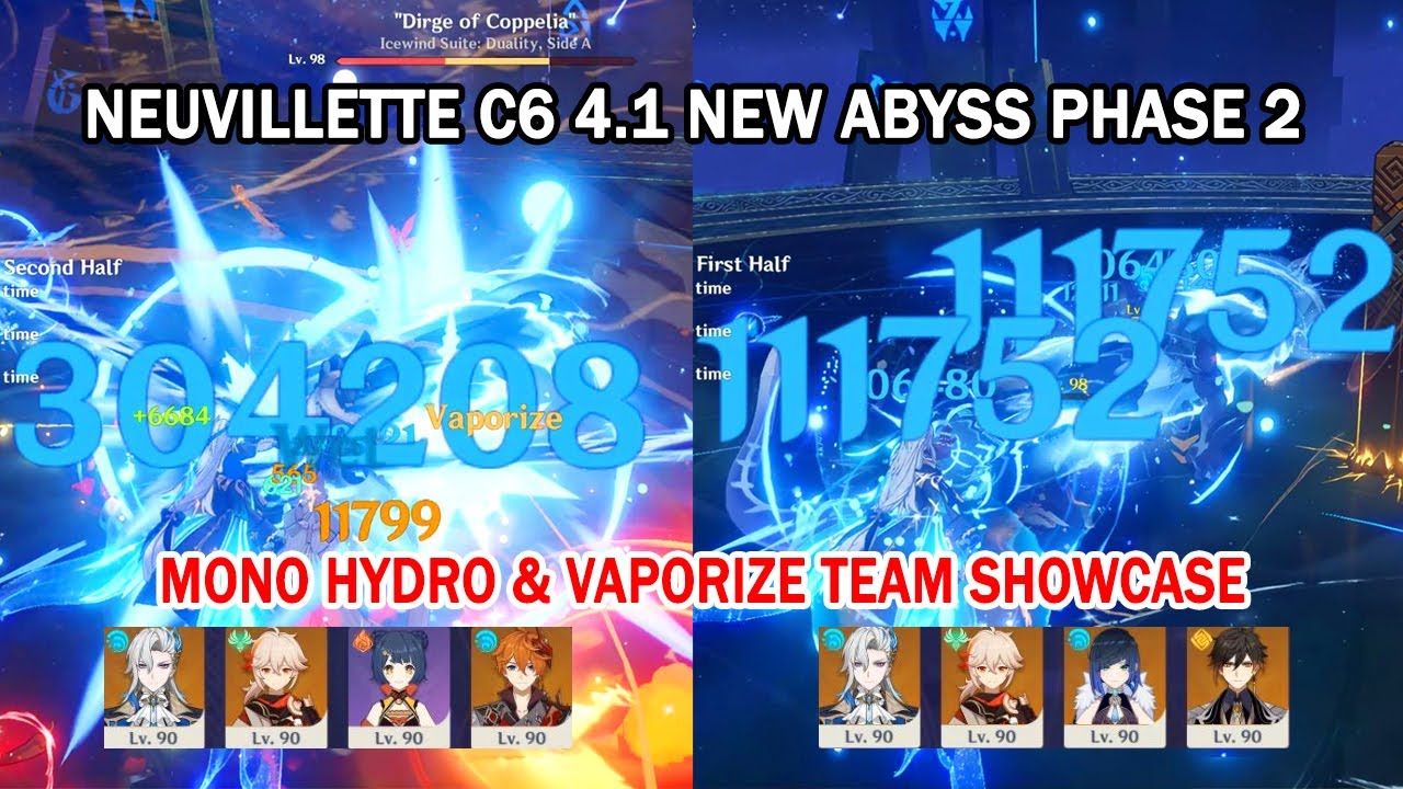 Neuvillette C6 4.1 New Abyss Phase 2 All Side Speed Run - Mono Hydro ...