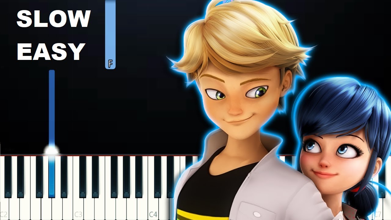 Miraculous ladybug - Adrienette Slow Dance (SLOW EASY PIANO TUTORIAL ...