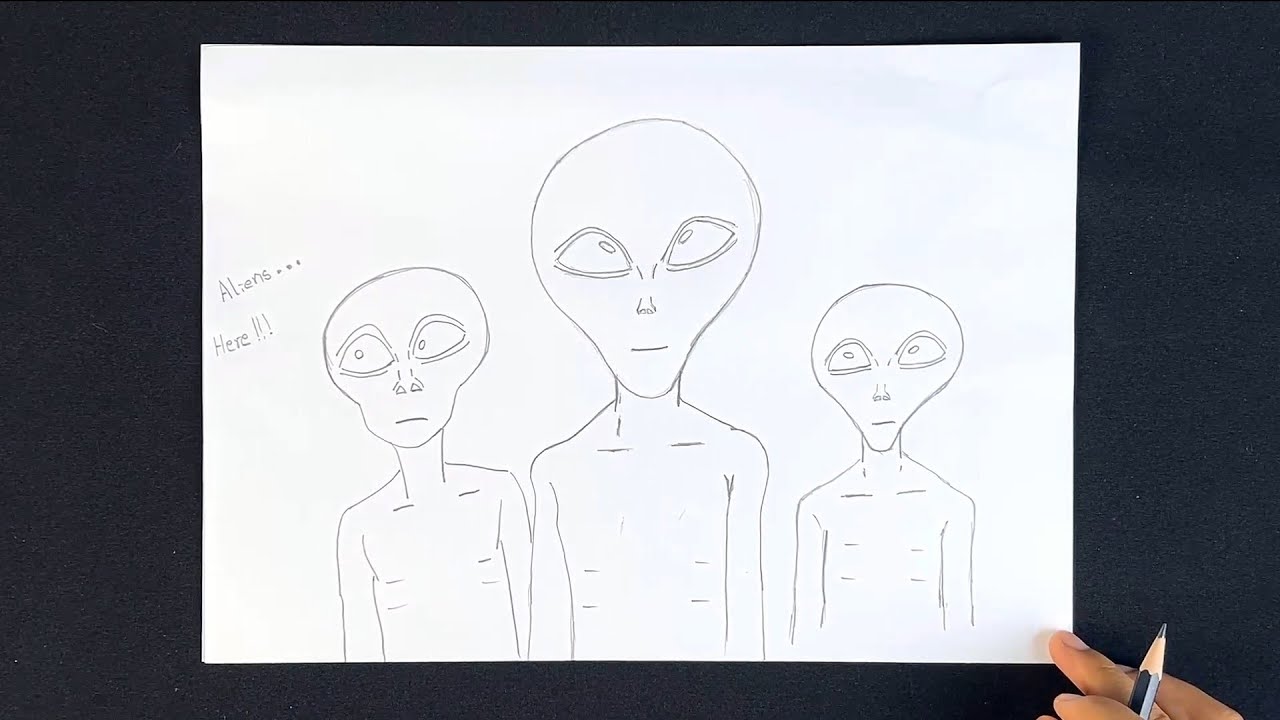 Cute Family Aliens draw by pencil - learn to draw - YouTube