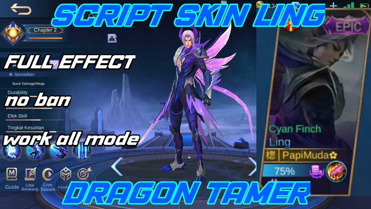 SCRIPT SKIN LING EPIC DRAGON TAMER FULL EFFECT - YouTube