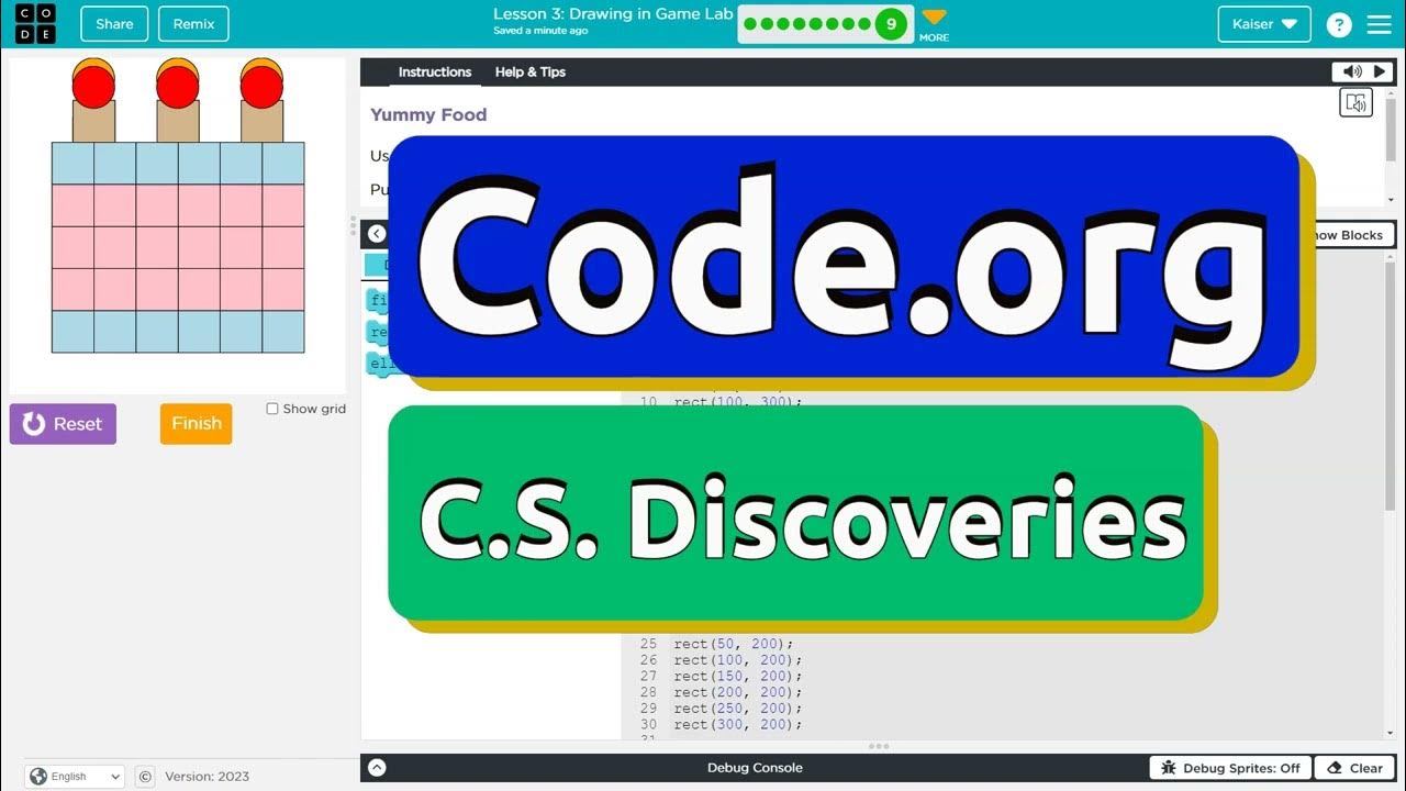 Lesson 3 9e Drawing In Game Lab Answer Tutorial Unit 3 Cs Discoveries Youtube