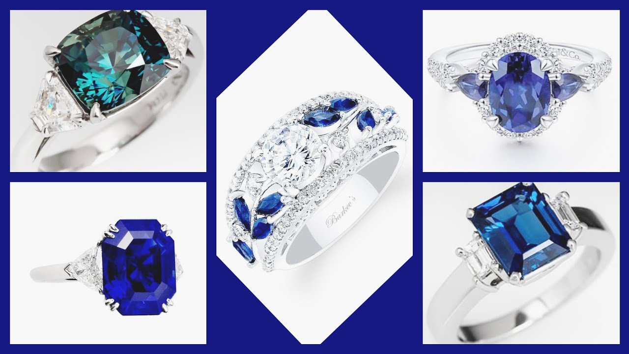 Engagement Ring of Saffhire ,Neelam, feeroza, Zarkoon, Opal For Women's ...