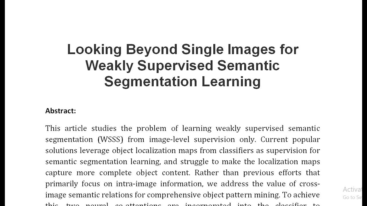 Looking Beyond Single Images for Weakly Supervised Semantic Segmentation Learning - YouTube