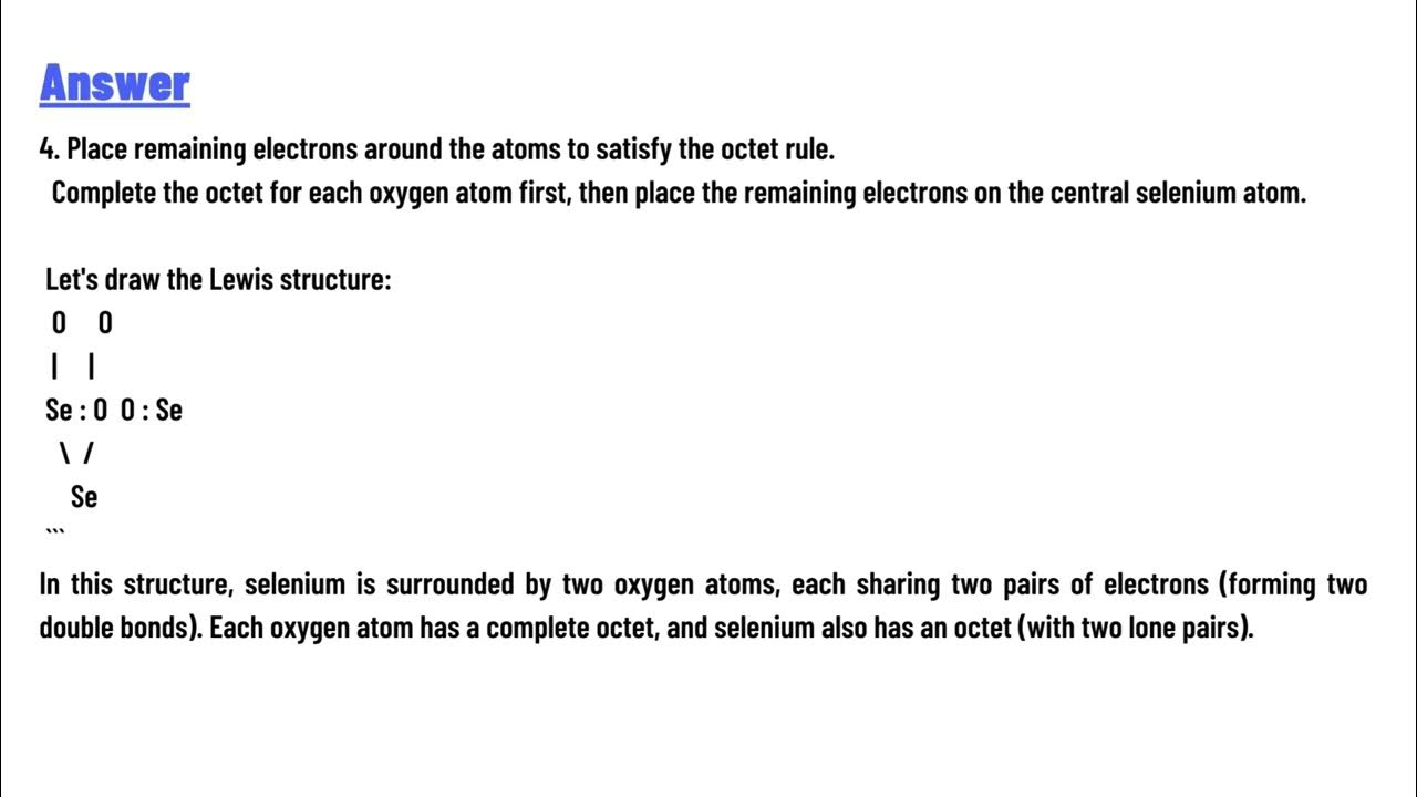 Draw the Lewis structure for the selenium dioxide (SeO2 molecule - YouTube