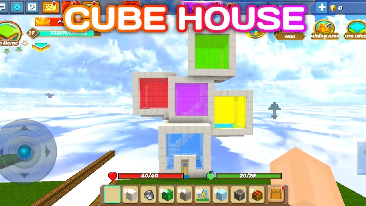 How to make a colourful cube house in skyblock (Blockman go) - YouTube