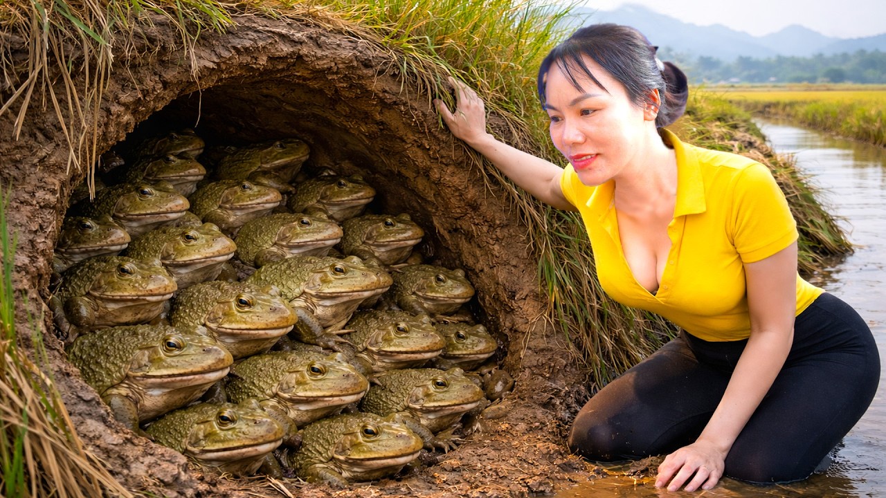 Harvesting Frogs in the Rice Fields Goes To Market Sell ,How to Cook ...