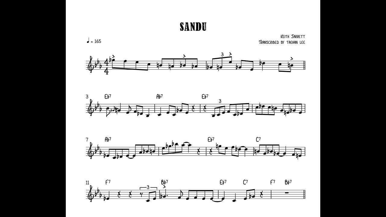 Sandu - Keith Jarrett piano solo transcription - YouTube
