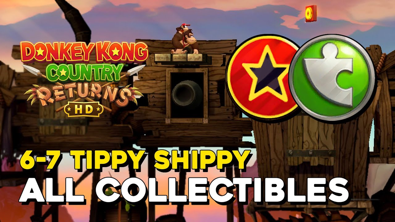 Donkey Kong Country Returns HD 6-7 Tippy Shippy All Collectibles (All Letters & Puzzle Pieces ...
