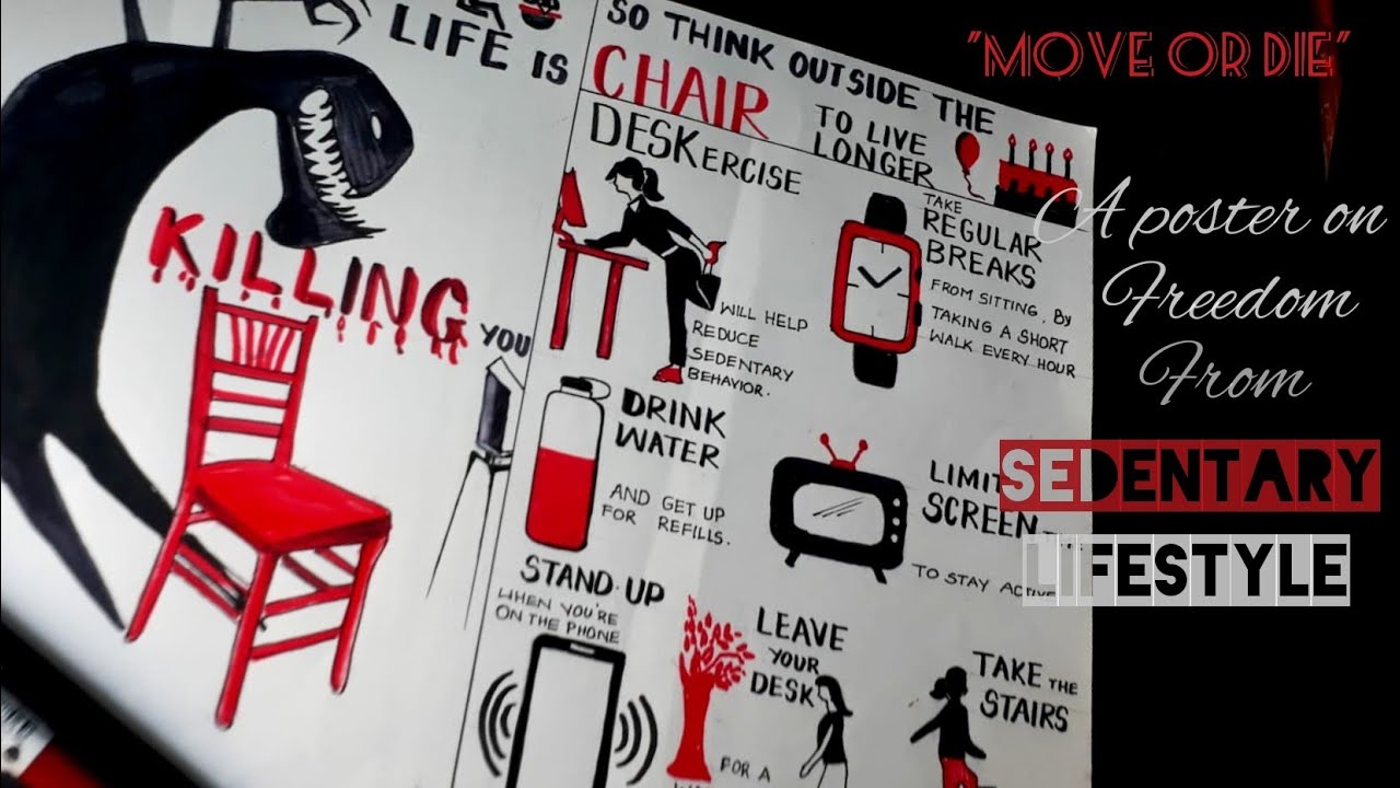 Freedom from sedentary lifestyle poster drawing. sedentary lifestyle ...