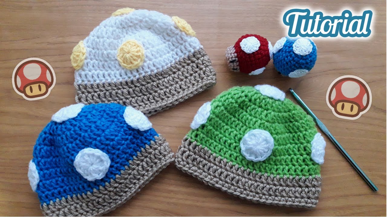 🍄🍄 Gorro Hongo Mario Bross Tejido a Crochet - Tutorial Paso a Paso 🍄🍄 - YouTube