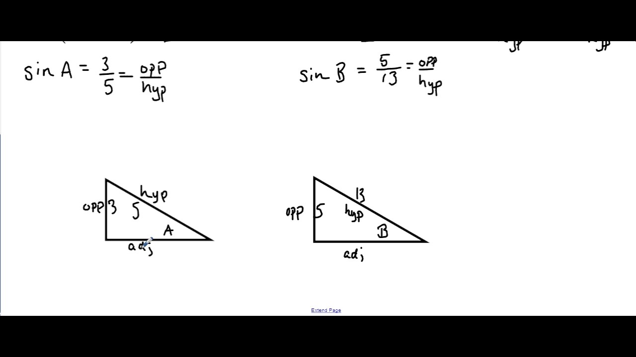 Sin diff identity right triangle example - YouTube