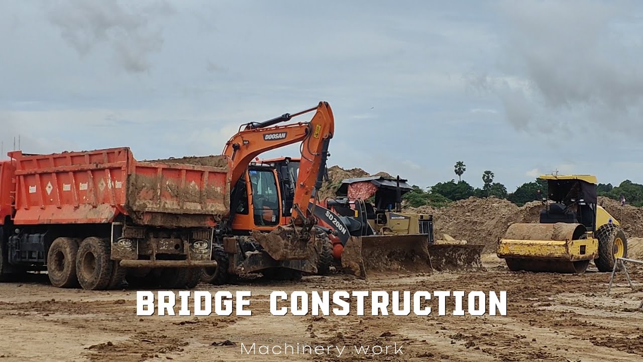 Bridge Construction / Earthwork for construction machinery - YouTube