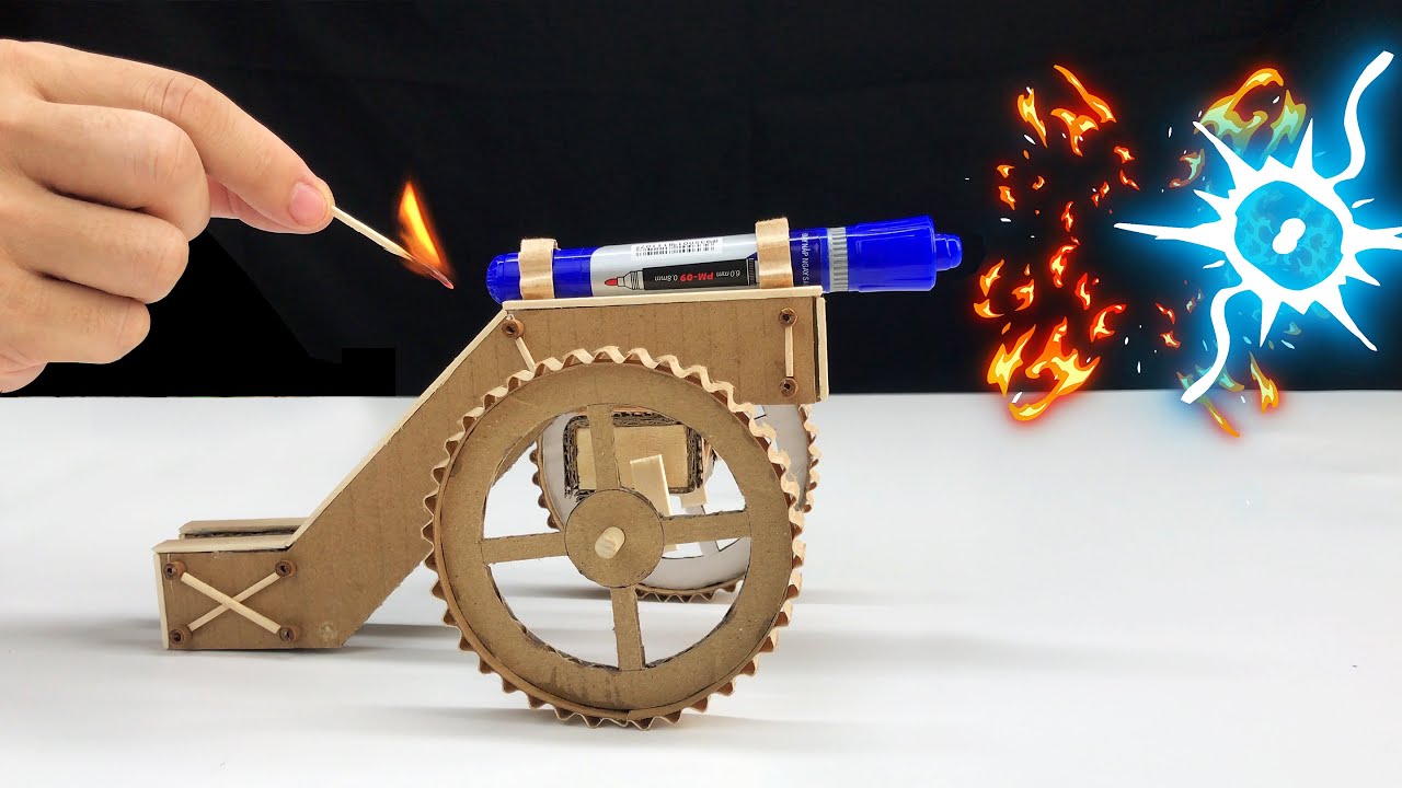 DIY mini Cannon SUPER model from cardboard and ice cream stick - YouTube