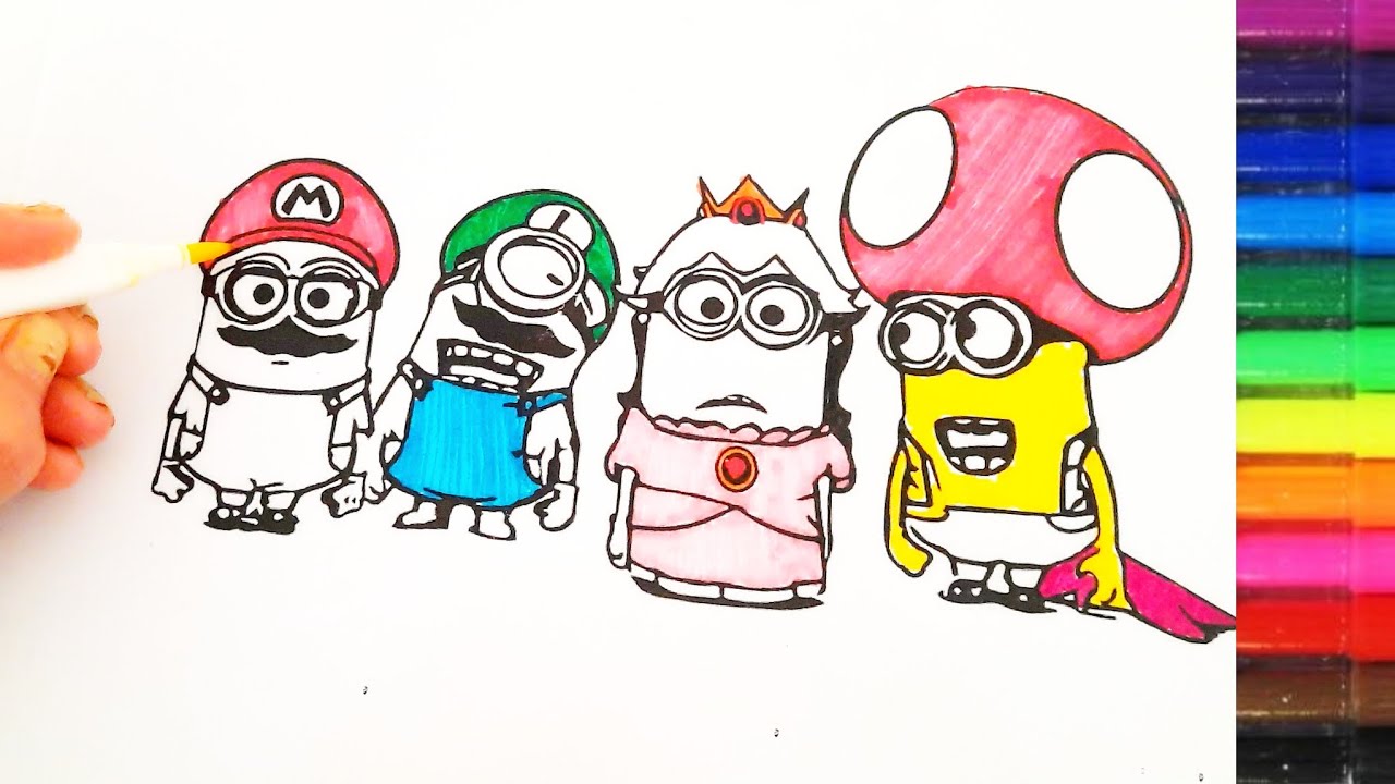 Let's color the group of minions very easily 🫰| Coloring for children ...