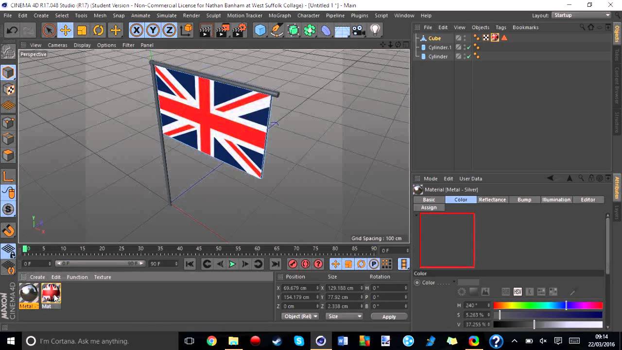 Speed work Cinema 4D Flag - YouTube