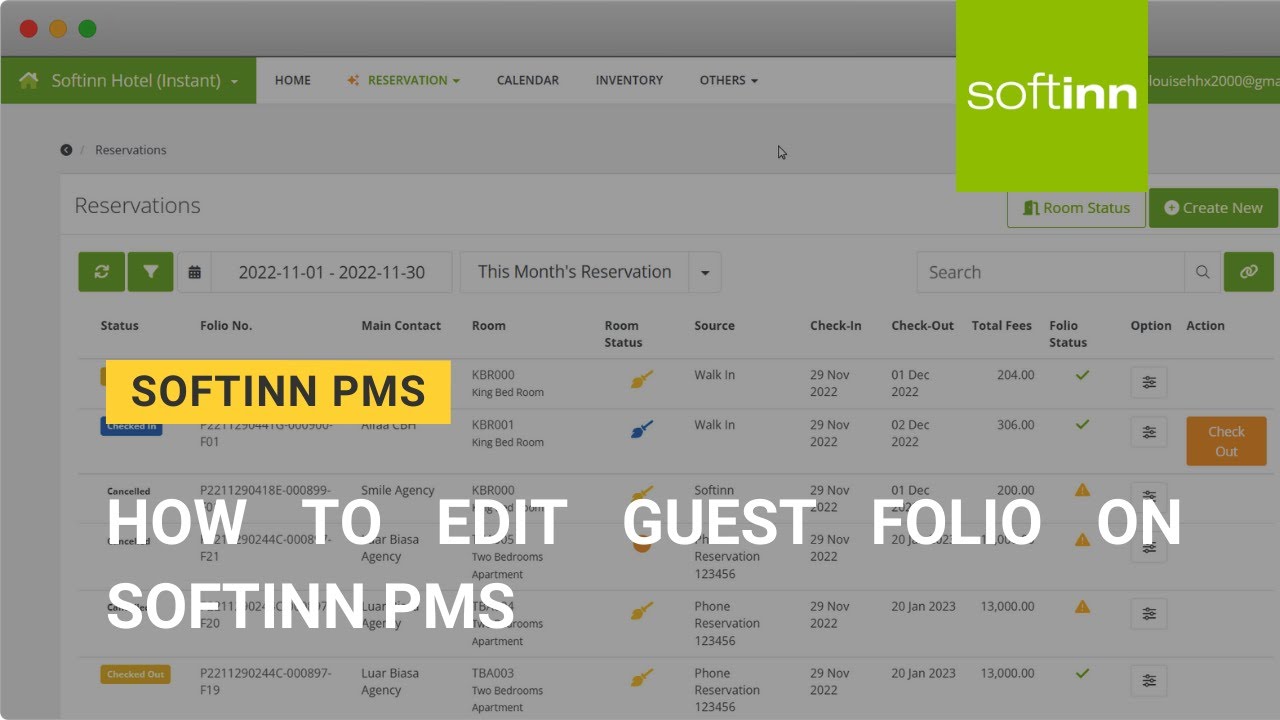 [OBSOLETE] How To Edit Guest Folio on Softinn PMS (Hotel PMS) - YouTube
