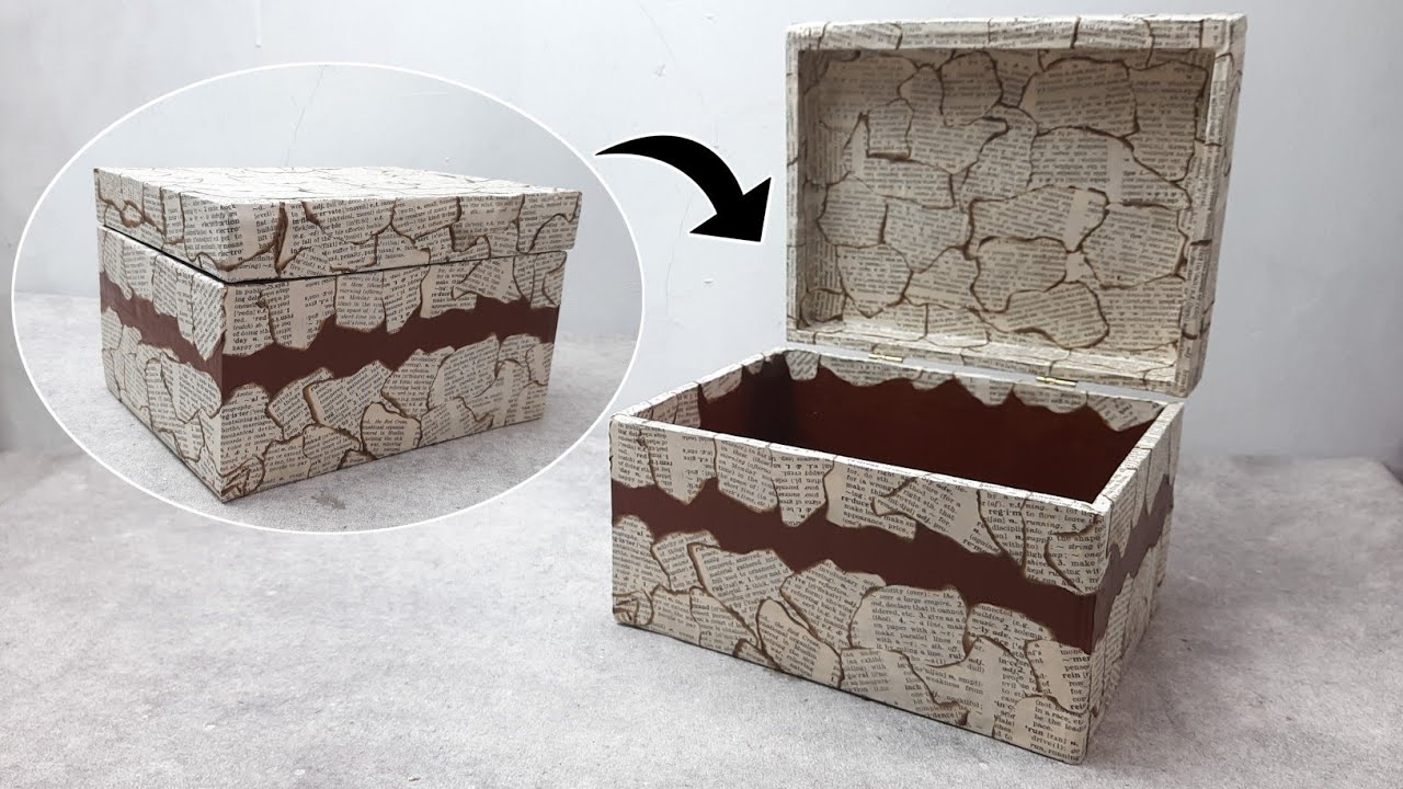 See How I Made a Storage Box from Cardboard and Waste Paper / Vintage ...
