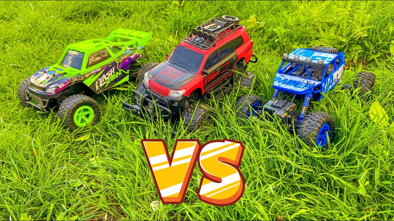 TRIPLE BATTLE! RC Flash Storm Car, RC Cross Country and RC Rock Rover ...