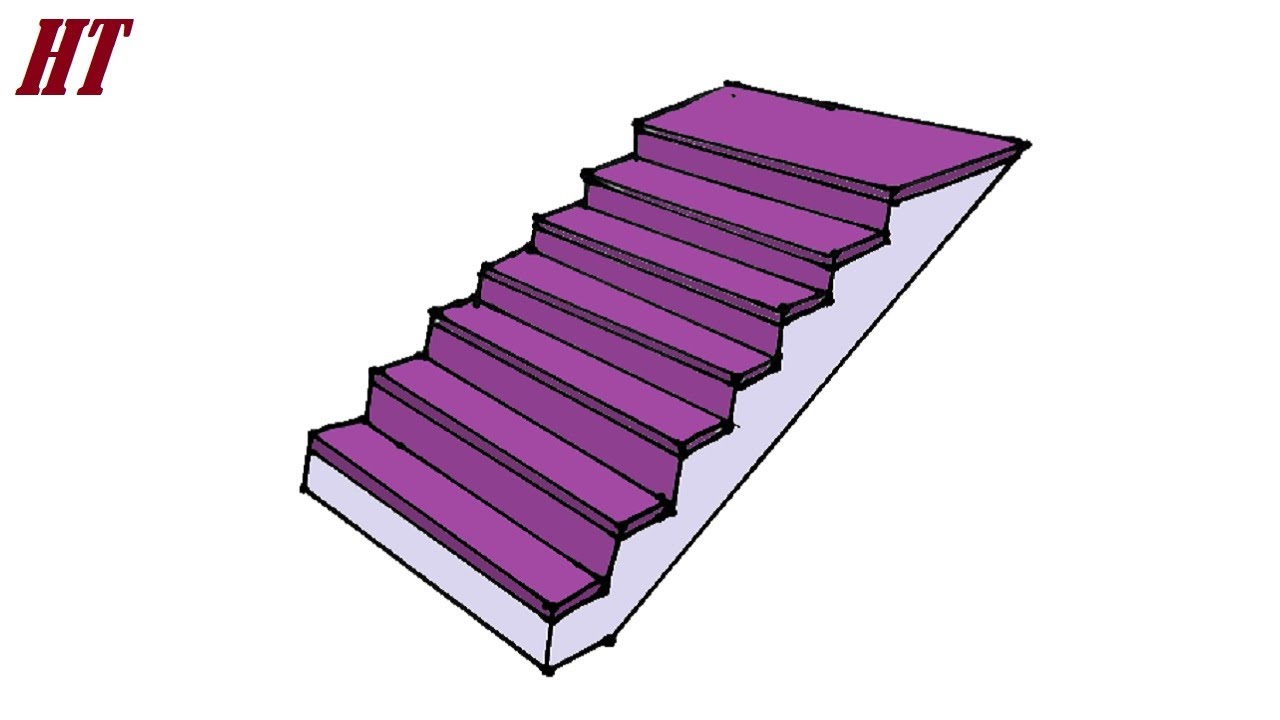 How to draw Stairs Easy Step by Step - YouTube
