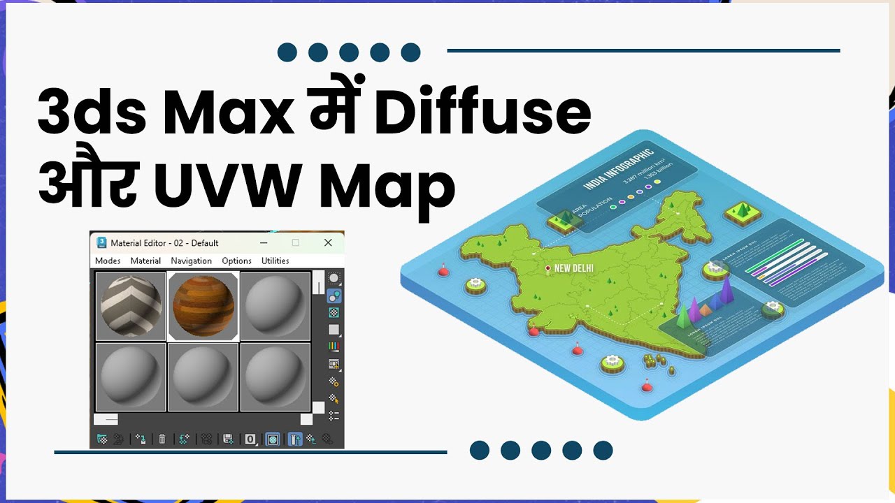 3ds Max में Diffuse और UVW Map का उपयोग | Complete Beginner Guide in ...