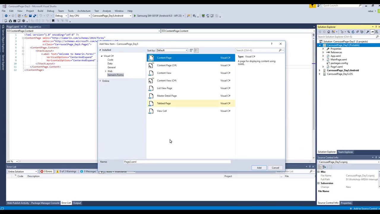 Carousel Page in Xamarin - YouTube