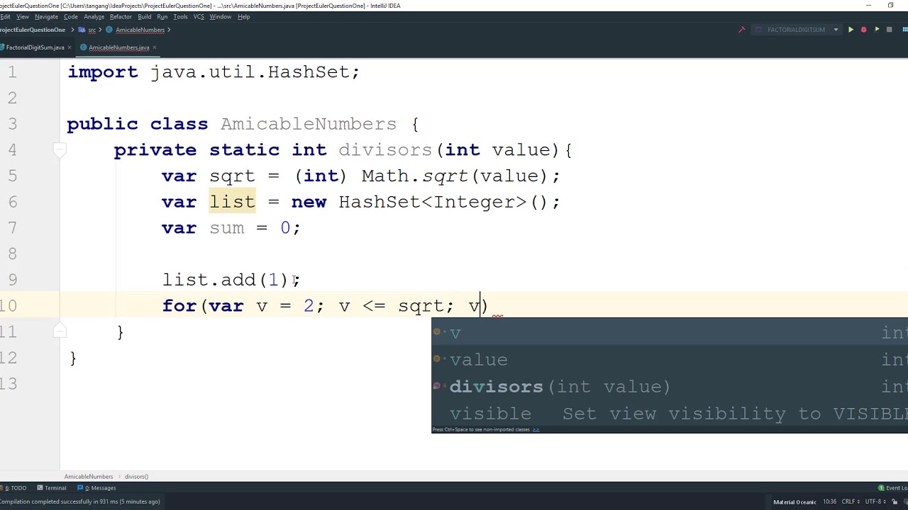 Project Euler Problem 21 Java Amicable Numbers Youtube