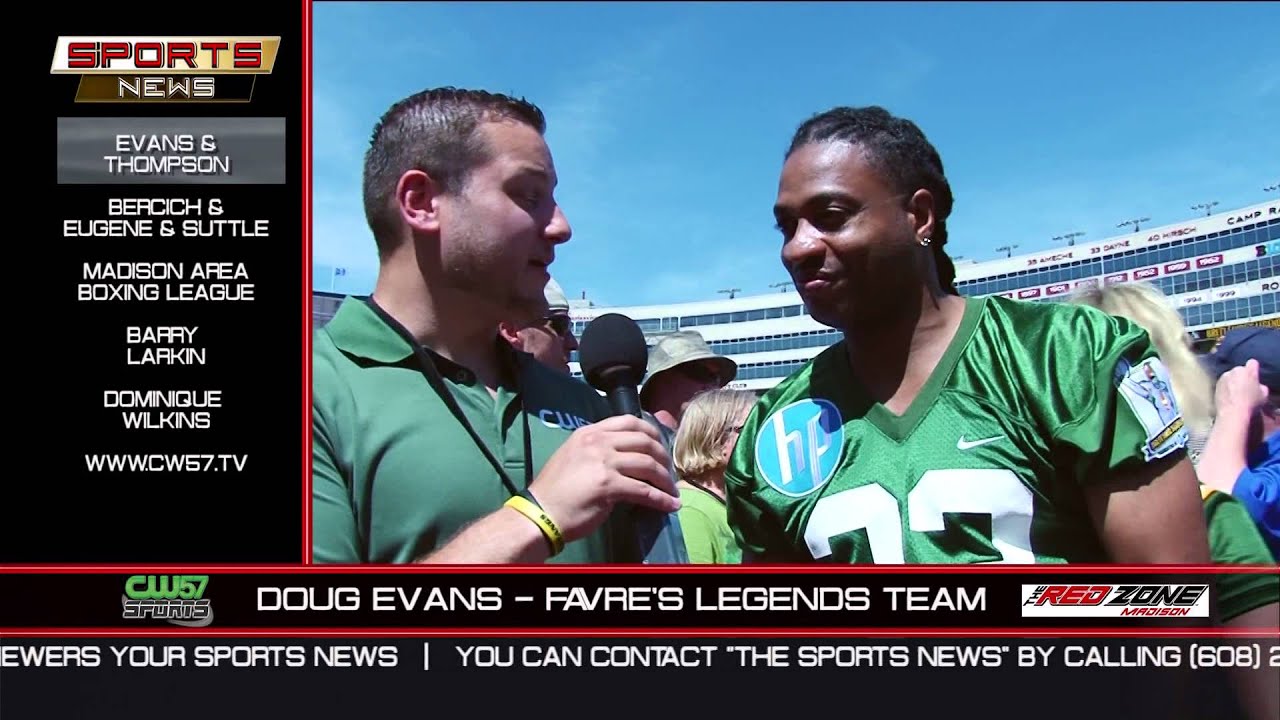 THE SPORTS NEWS | Doug Evans & Darrell Thompson | Brett Favre Legends Game | 7/27/15 - YouTube