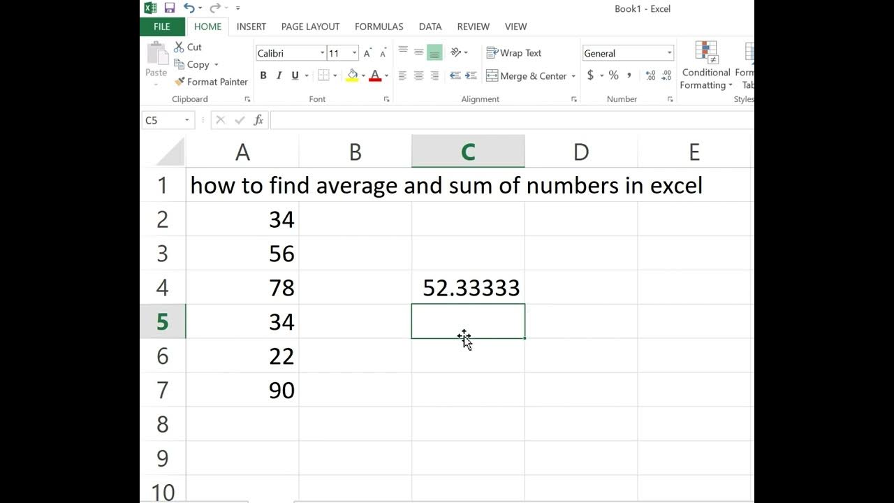 HOW TO FIND AVERAGE AND SUM OF NUMBERS IN EXCEL(EASY) - YouTube
